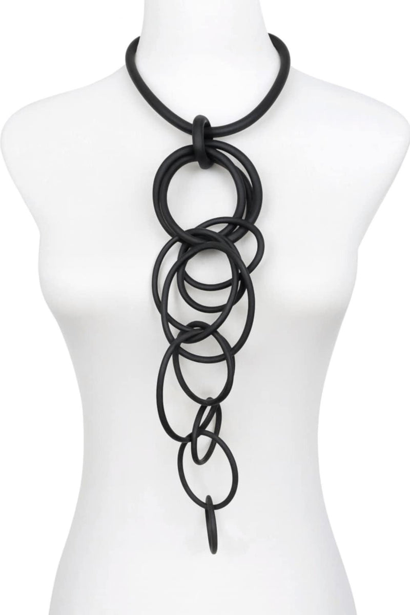 Black Rubber Statement Necklace with Magnetic Clasp – Modern Ring ...