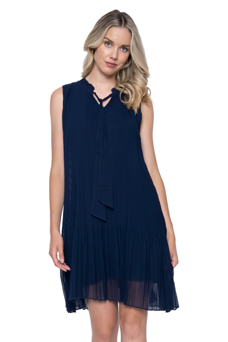 Navy Micro Pleat Dress – Petunias of Naples